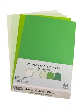 DJP 160GM Green Shade Card Pack - 5 Colours, 50 Sheets - 10 Each Colour ...